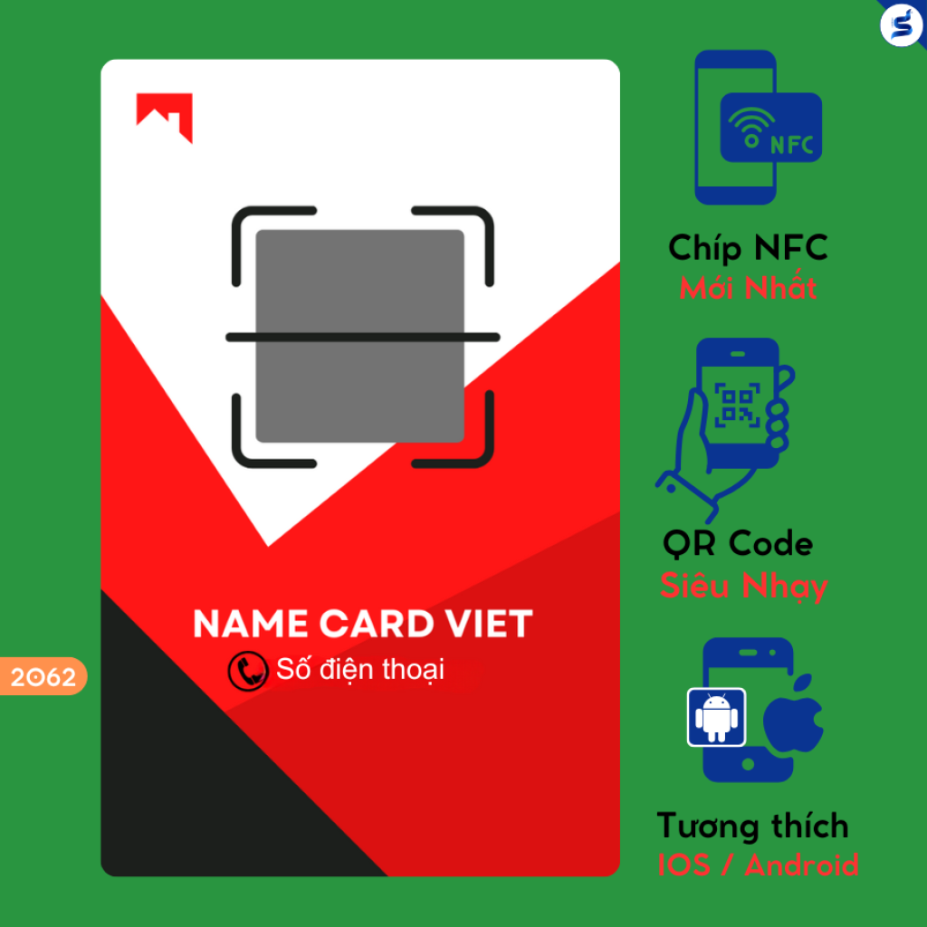 Smart name card, Smart card có chip NFC và mã QR (2062) - NCV
